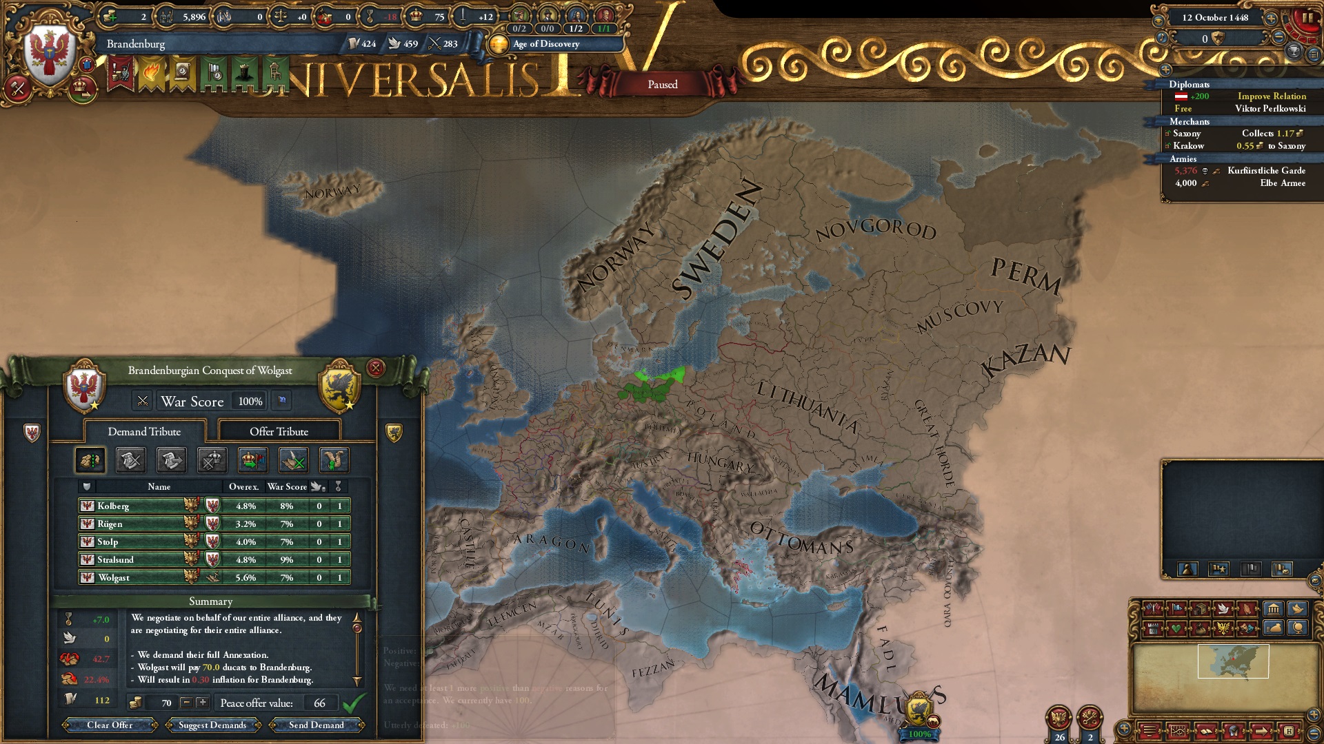 AAR/ドイツ統治効率の野望2/1．大航海時代：プロイセンの王 - EU4 Wiki