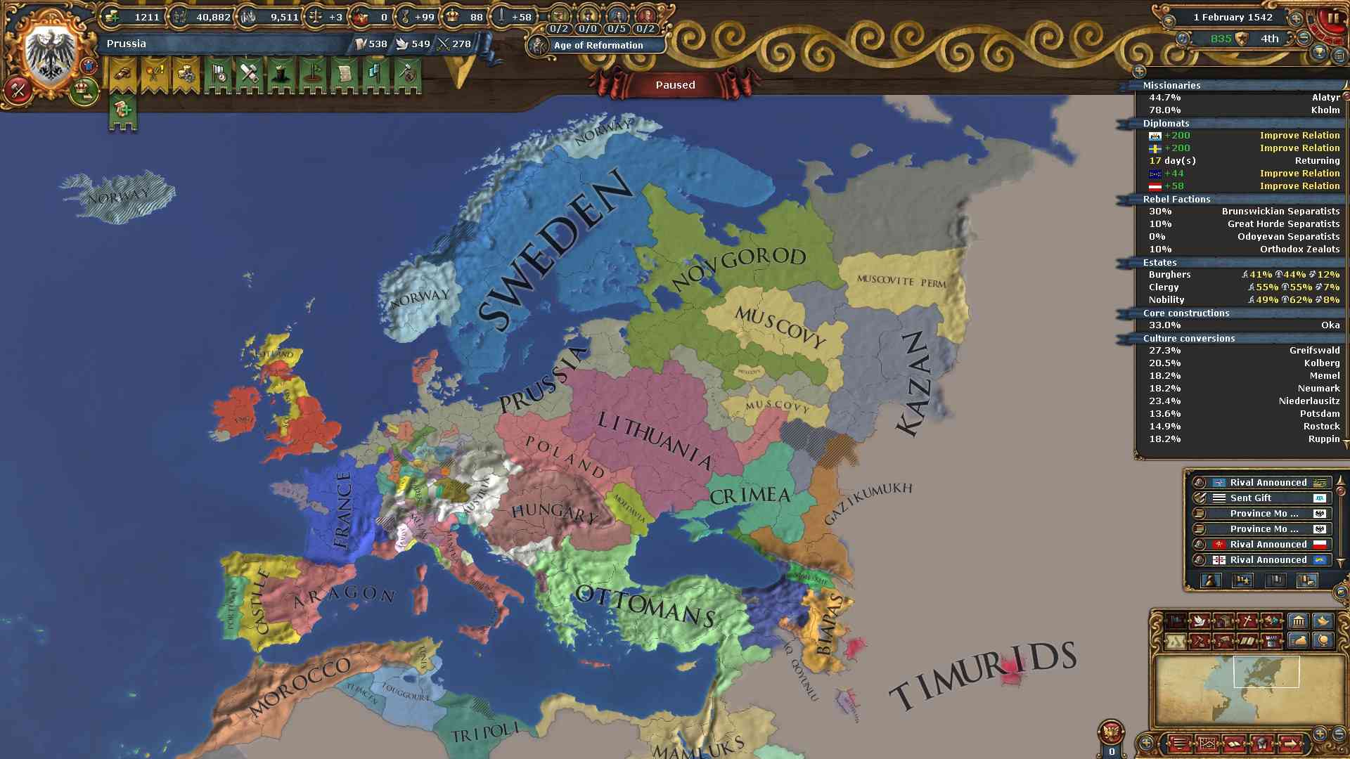 AAR/ブランデンブルク式世界征服/5話 プロイセン誕生 - EU4 Wiki